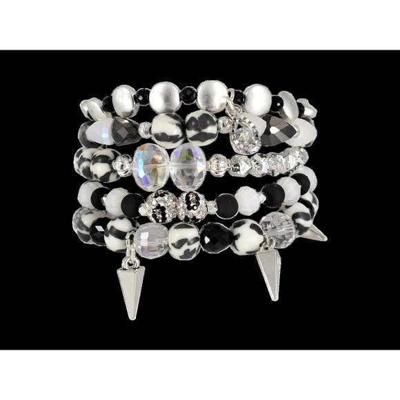 Erimish | Jewelry | New Erimish Cocktail Bracelet Stack In Whiteblack ...